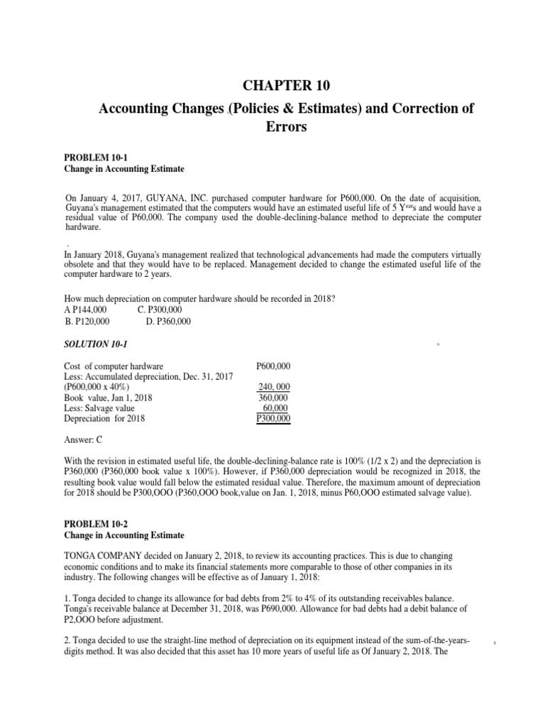 Accounting Changes and Error Corrections | PDF | Depreciation | Expense