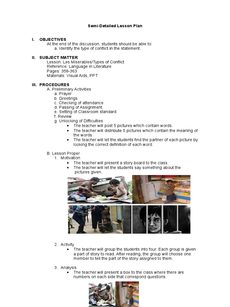 Lesson Plan - Types of Conflict | PDF | Lesson Plan | Teaching