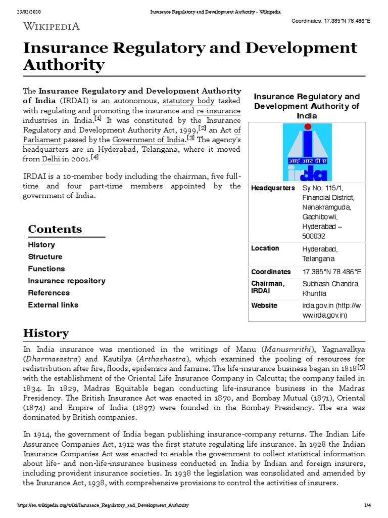 IRDAI | PDF | Business Law | Economies