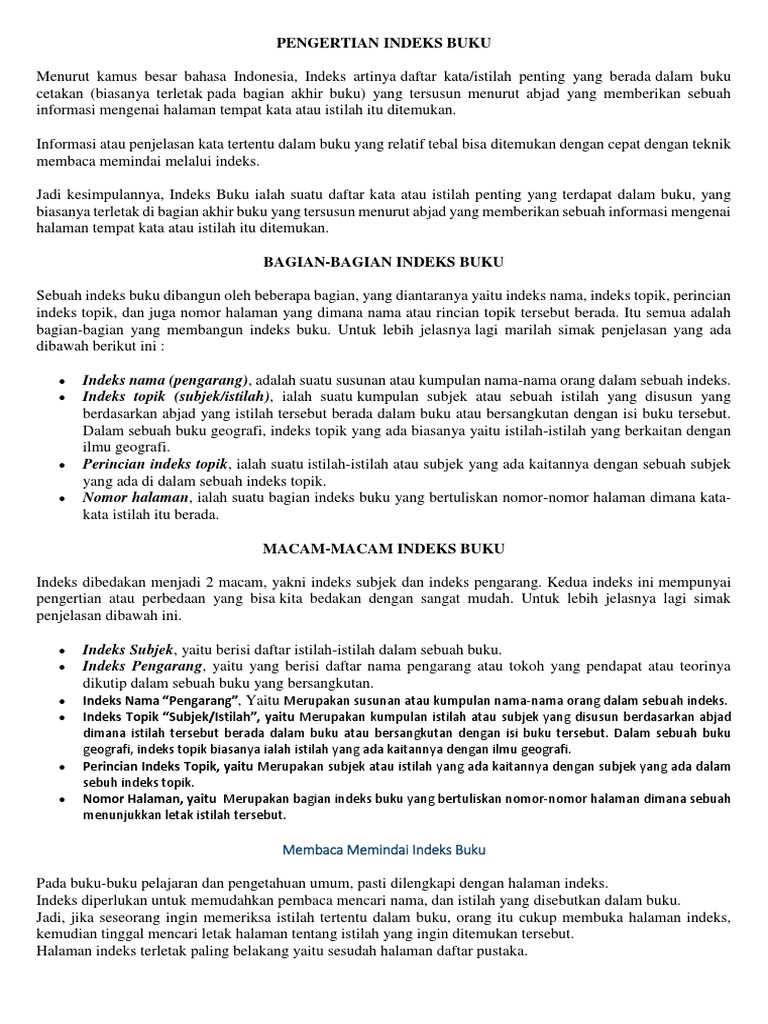 Pengertian Indeks Buku | PDF
