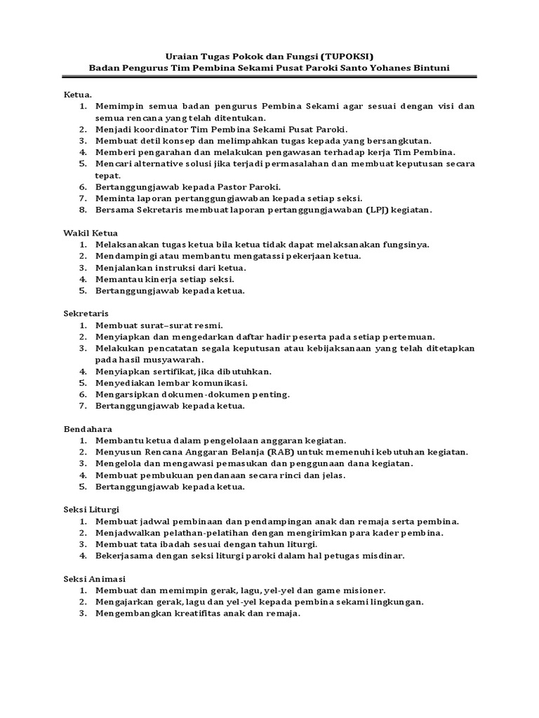 Tupoksi Tim Pembina SEKAMI | PDF