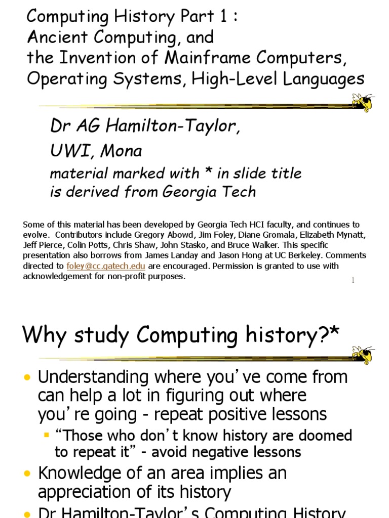 Computing History Part 1 Ancient and Mainframe Computing | PDF ...