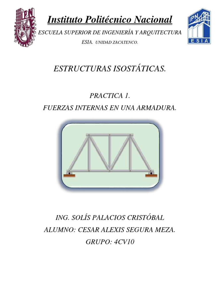 Practica Estructuras Isostaticas | PDF | Braguero | Física Aplicada e ...