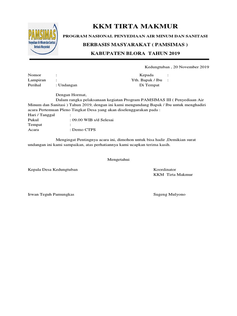 Undangan Pamsimas | PDF