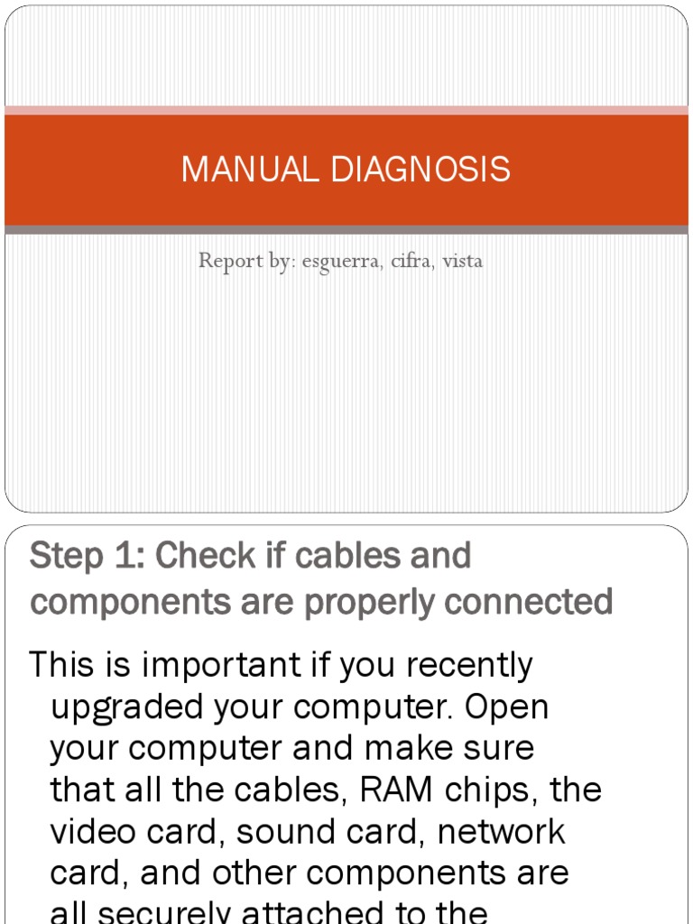 Manual Diagnosis | PDF | Booting | Computer Hardware