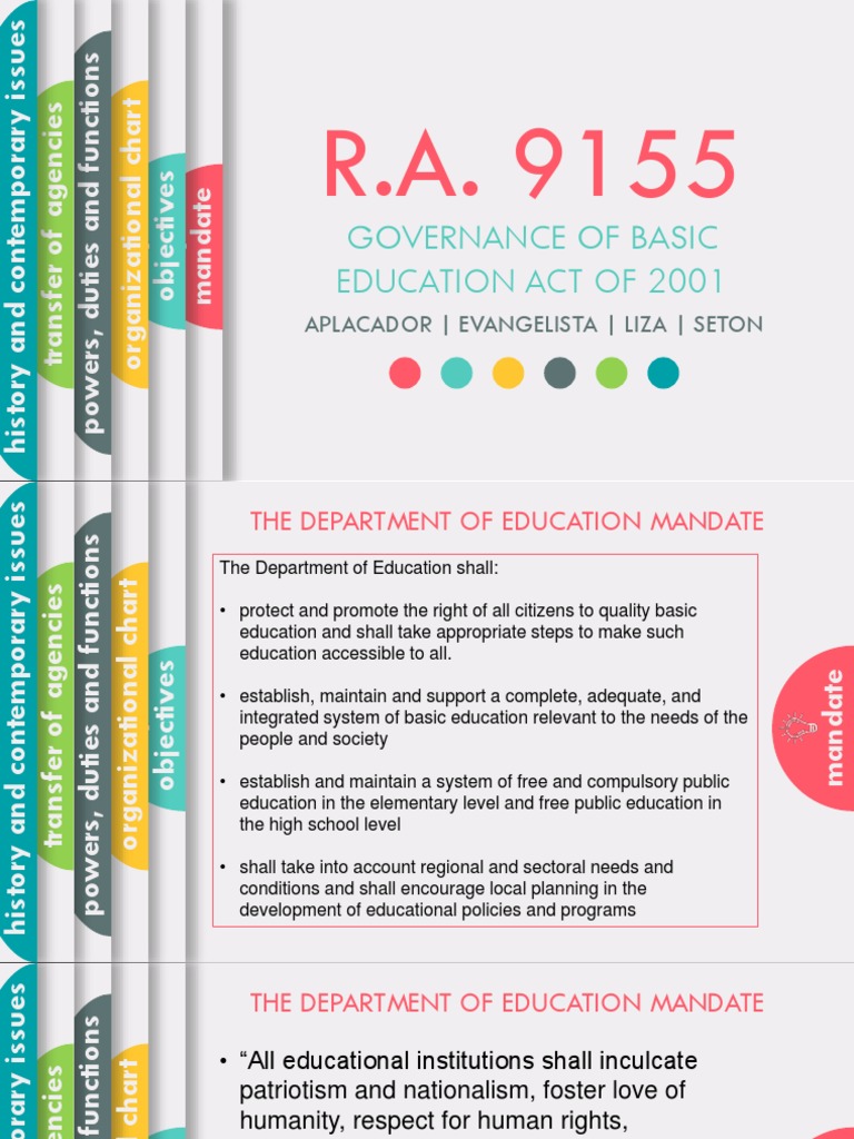 RA 9155 - Governance of Basic Education Act of 2001 | PDF