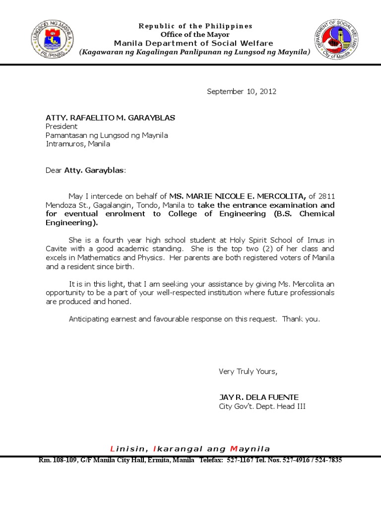 Request Letter UDM