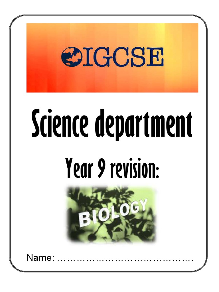 Year 9 Biology Revision Booklet PDF | PDF