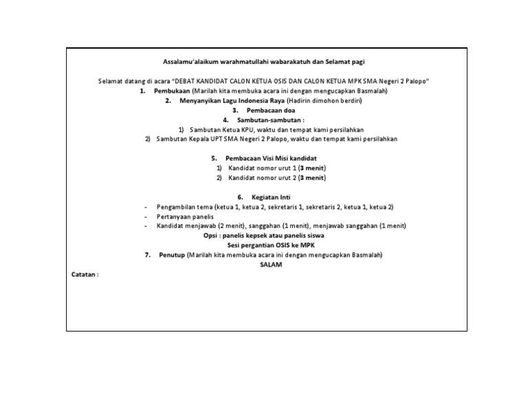 Susunan Acara Debat OSIS | PDF