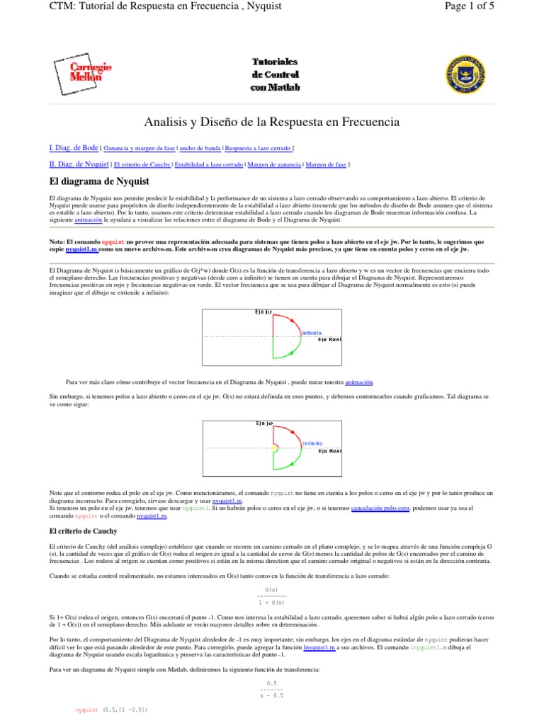 Tutorial Matlab Nyquist | PDF | Análisis matemático | Análisis