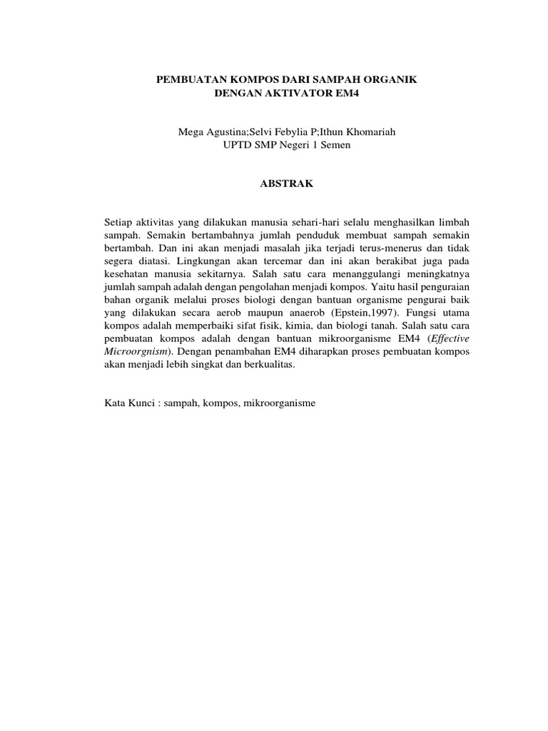 Pembuatan Kompos dengan EM4 dari Sampah | PDF