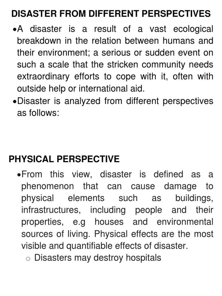 Disaster From Different Perspectives | PDF