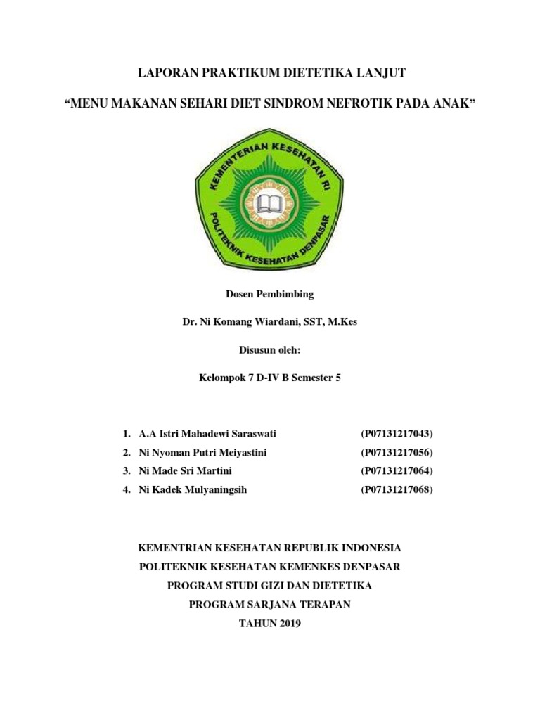 Menu Diet Anak Sindrom Nefrotik | PDF | Kesehatan Holistik