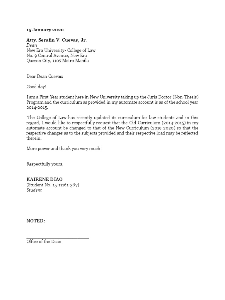 Letter For Change of Curriculum 1 | PDF