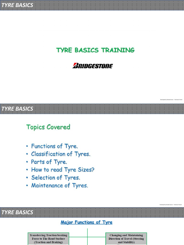 Tyre Basics Training Presentation | PDF | Computers | Technology & Engineering