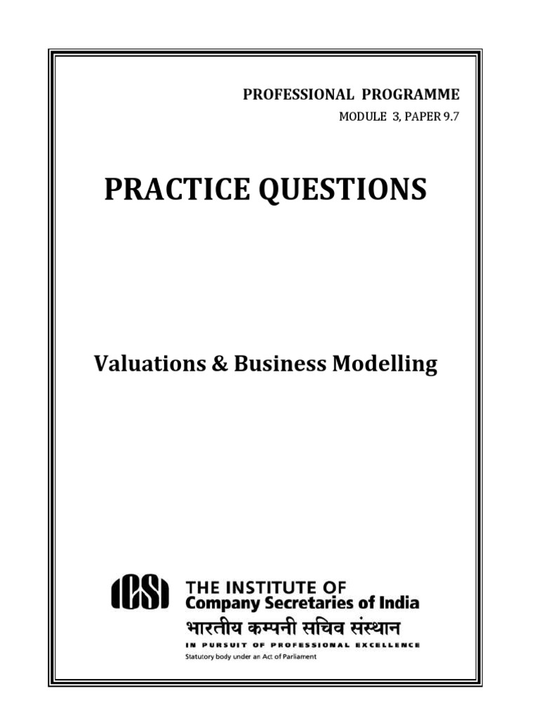 Practice Questions Valuations & Business Modelling PDF | PDF