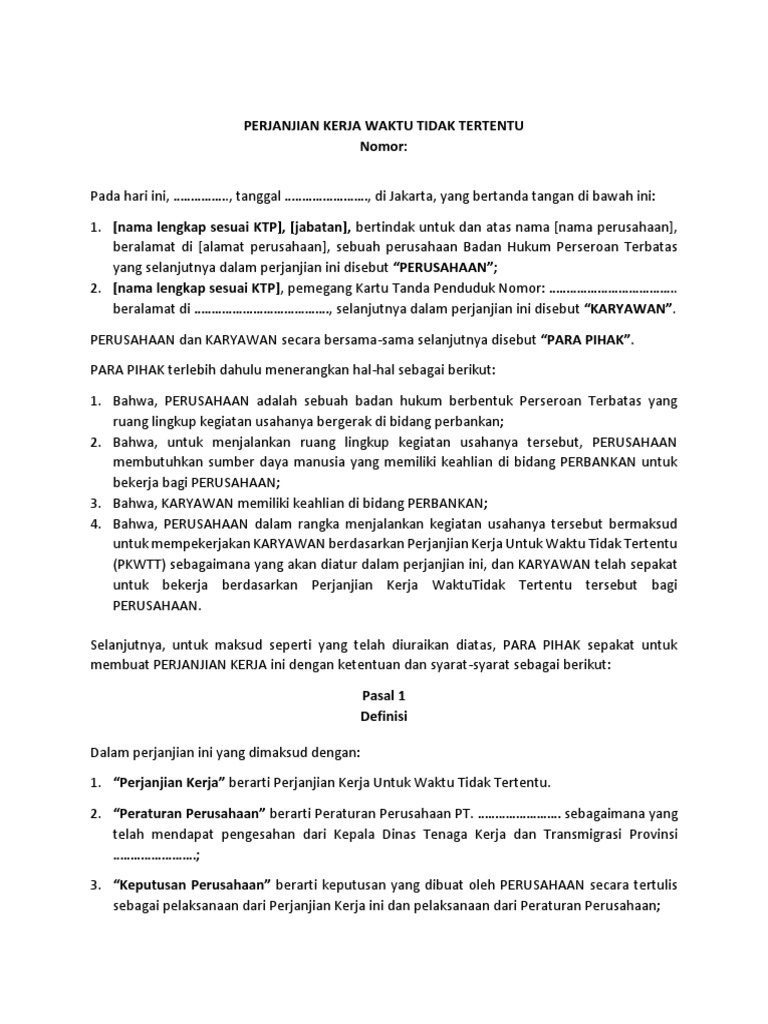 Contoh PKWTT (KKWTT) | PDF | Bisnis