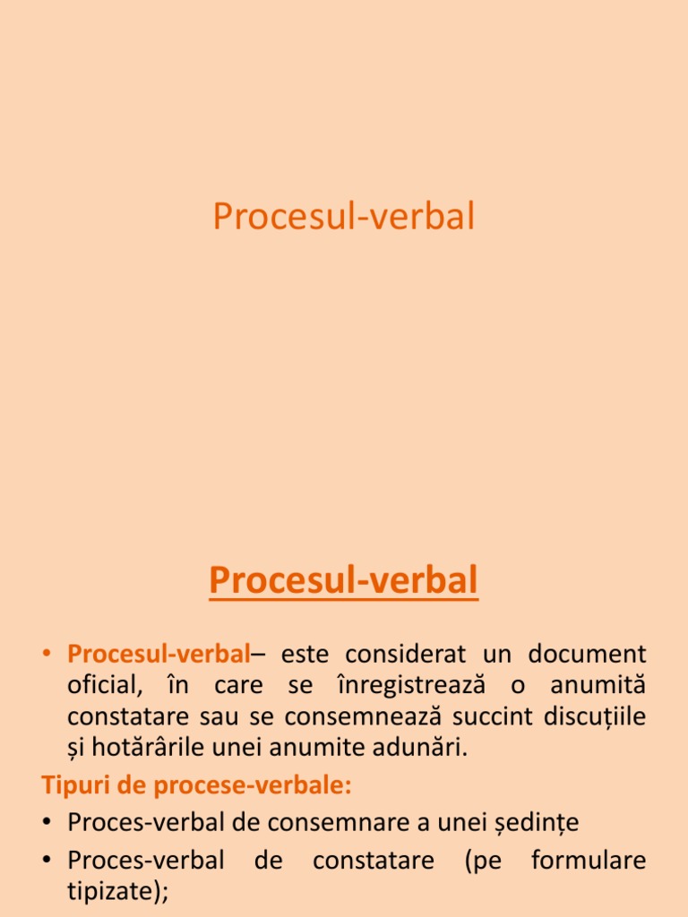 Procesul Verbal | PDF