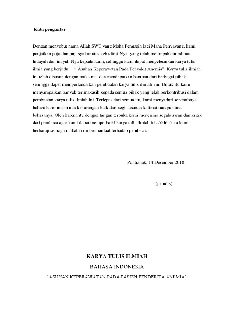 Cover Dan Kata Pengantar Kti Anemia | PDF