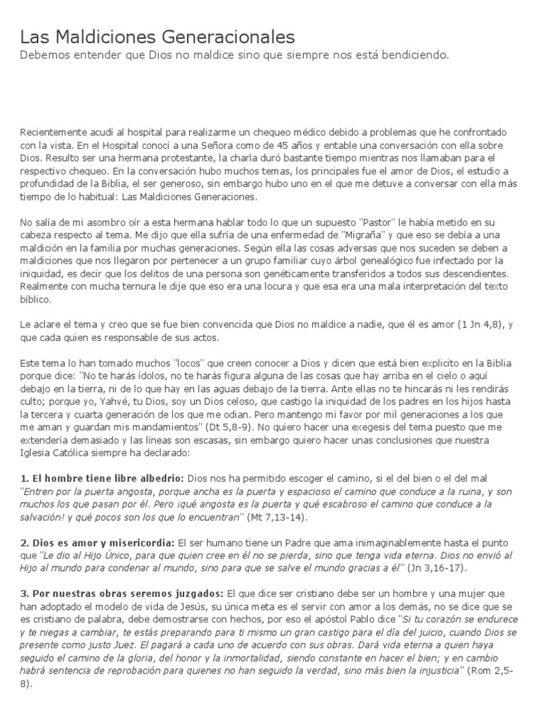 Las Maldiciones Generacionales | PDF