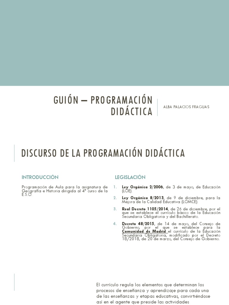 Guión - Programación Didáctica | PDF