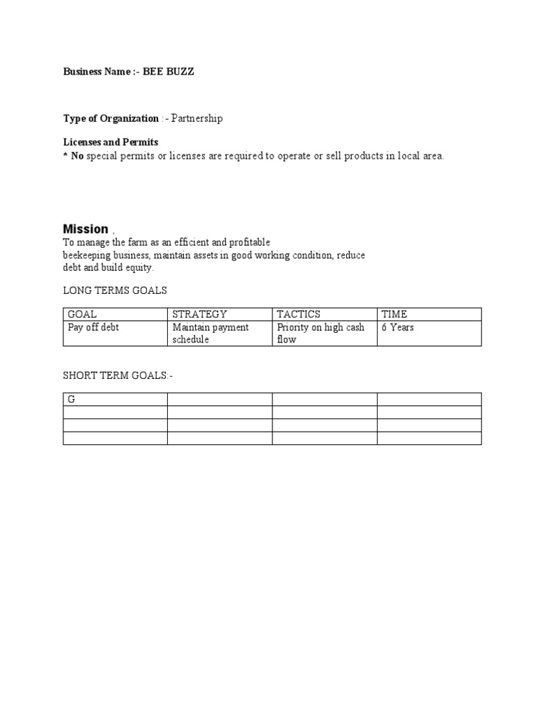 BEE BUZZ Beekeeping Business Plan | PDF | Finance & Money Management