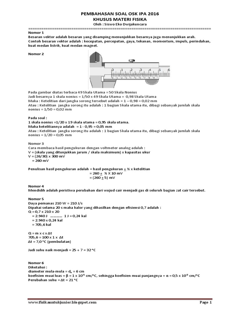 Pembahasan Soal OSK IPA (Fisika) 2016 | PDF