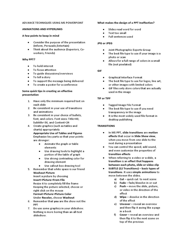 Advance Techniques Using MS Powerpoint | PDF