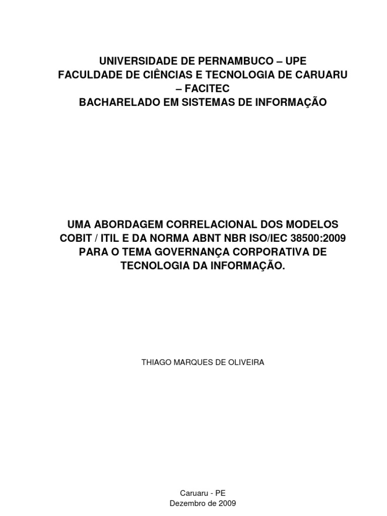 Governança de TI: COBIT, ITIL e ISO 38500 | PDF | Cobit | Tecnologia da ...