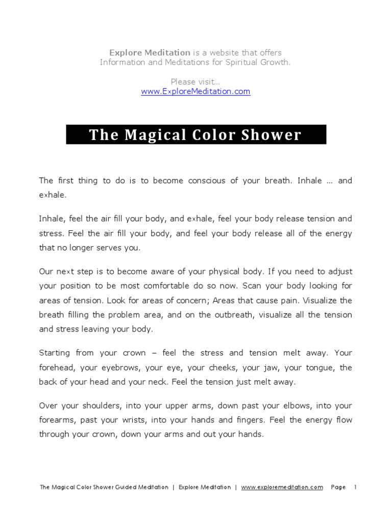 The Magical Color Shower Guided Meditation Script PDF | PDF