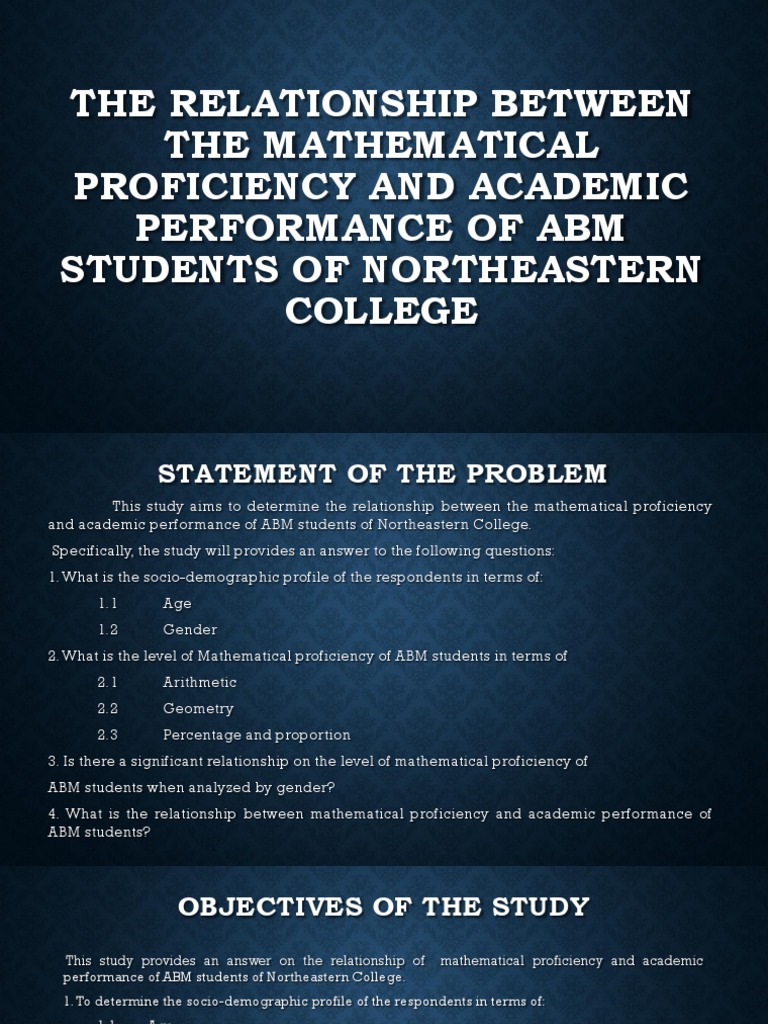 Math Proficiency and ABM Student Performance | PDF | Wellness