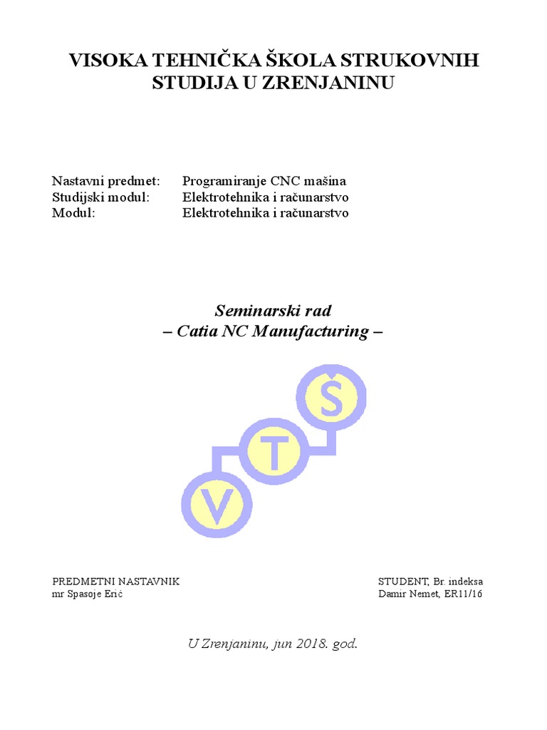 Programiranje CNC Masina - Seminarski Rad - CATIA NC Manufacturing ...