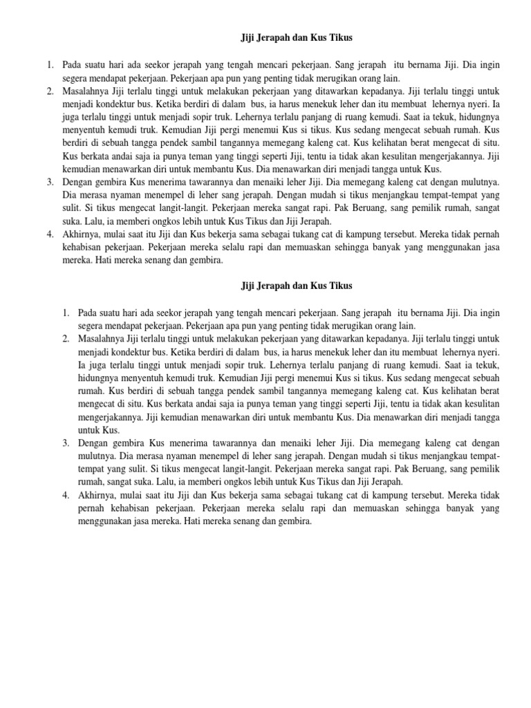 Jiji Jerapah Dan Kus Tikus | PDF