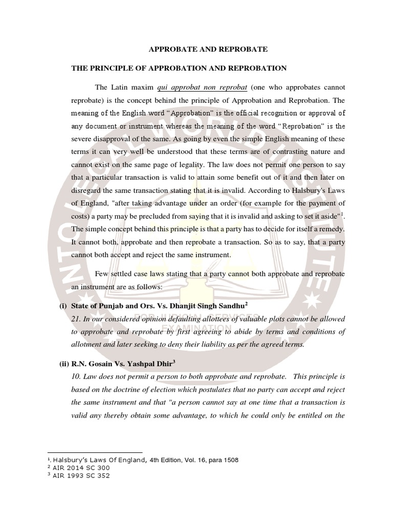 Understanding Approbate and Reprobate | PDF | Law
