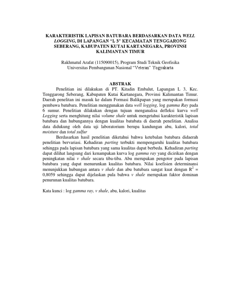 Karakteristik Lapisan Batubara Berdasark PDF | PDF | Ilmu Sosial ...