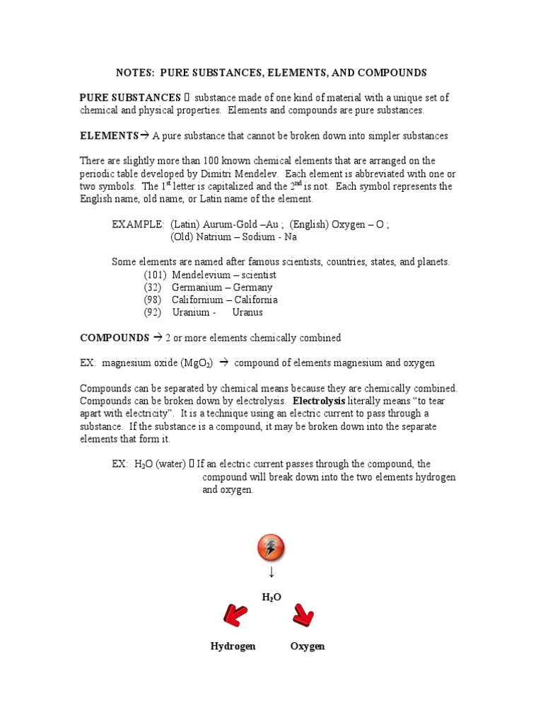 NOTES- Pure Substances and Mixtures