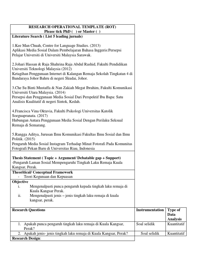 Research Operational Template | PDF