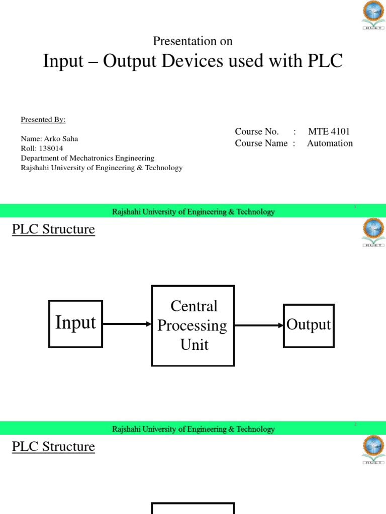 PLC Input-Output Devices Overview | PDF | Science & Mathematics | Computers
