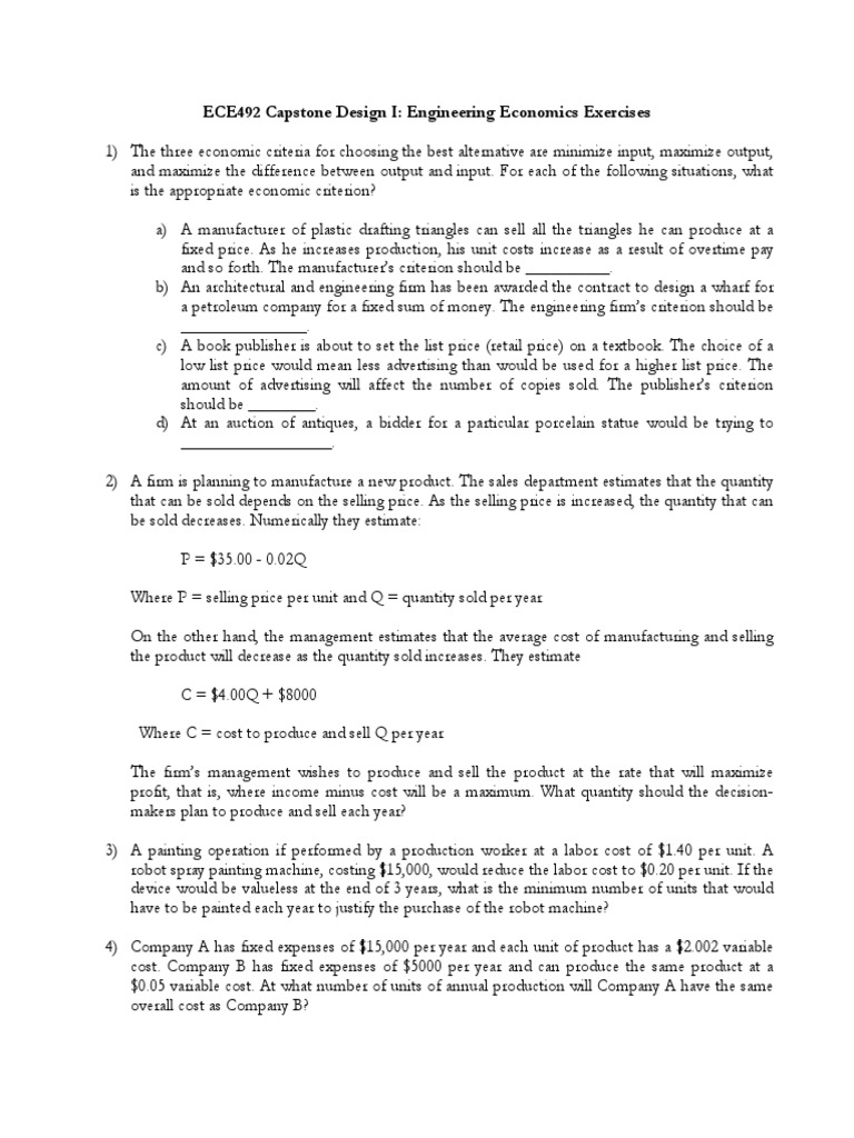 Assignment 5 (Economics Exercises) | PDF