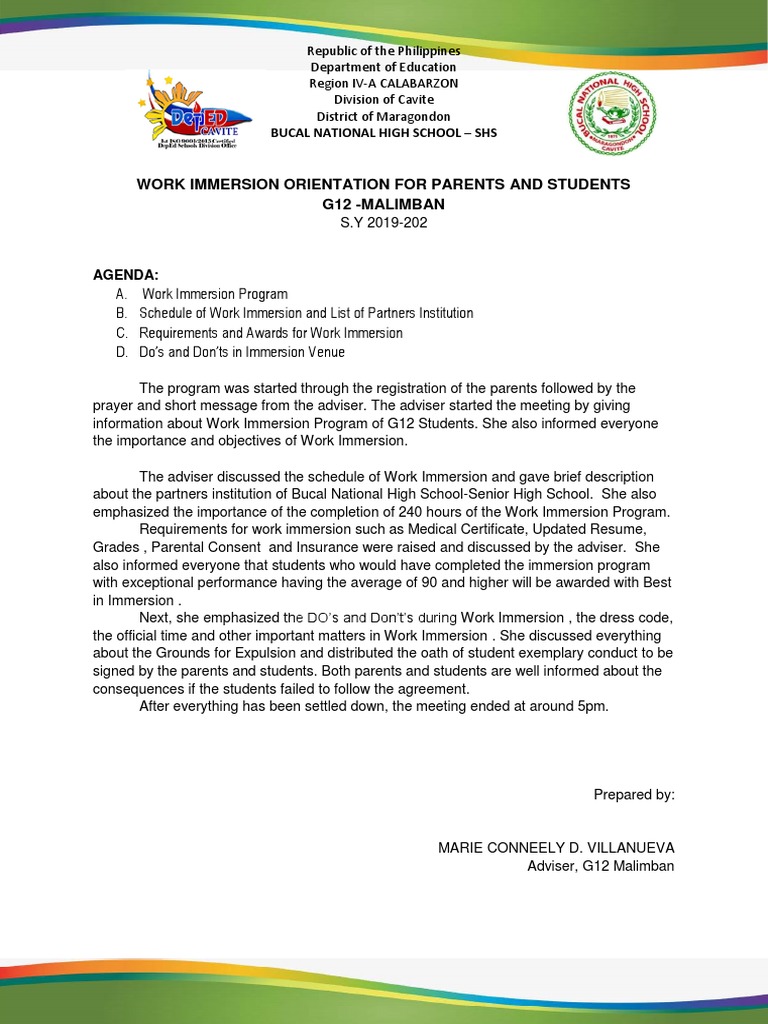 Work Immersion | PDF