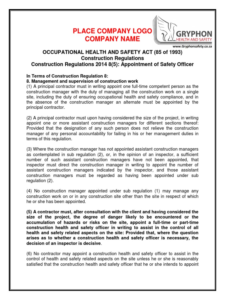 Safety Officer Appointment Template | PDF | Finance & Money Management