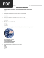 Earth's Rotation and Revolution (Grade 6) - Free Printable Tests and ...