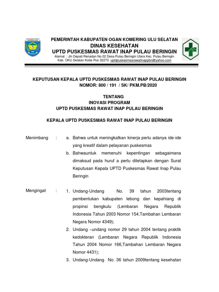 Inovasi PKM Pulau Beringin TH 2020 (1) | PDF