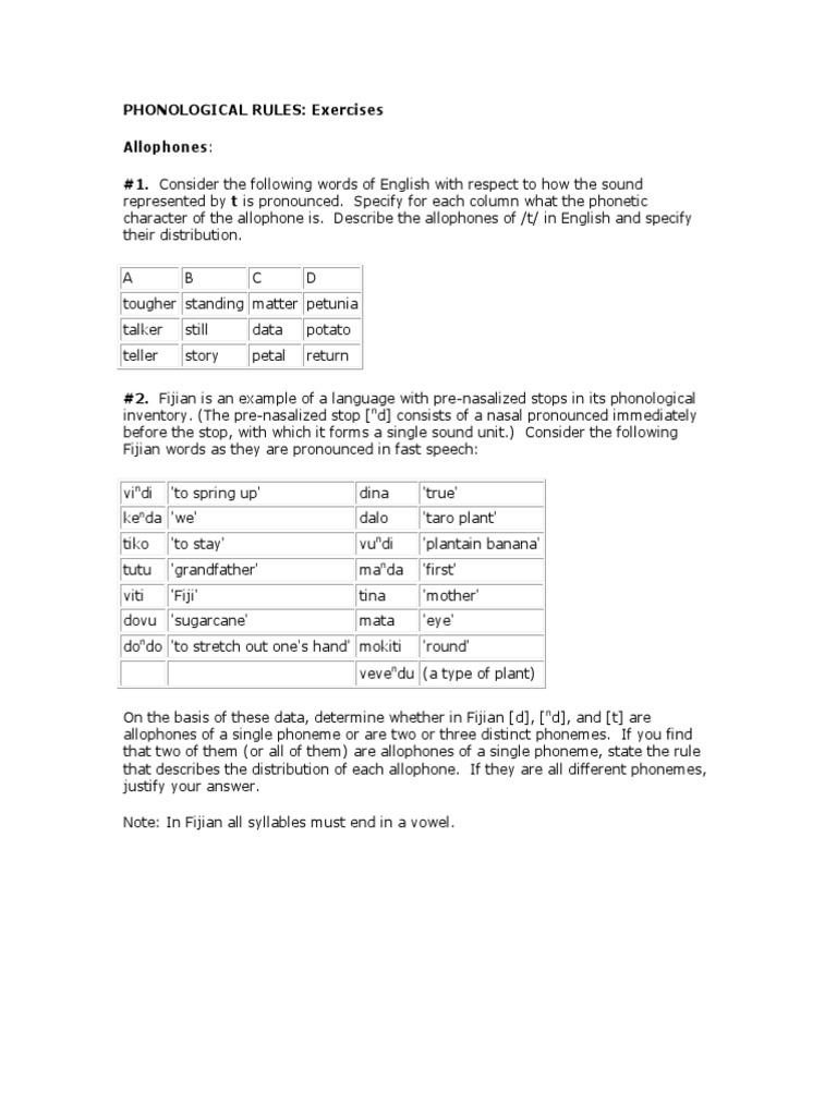 BBI3202 - Exercise 2 - Phonemic Analysis | PDF