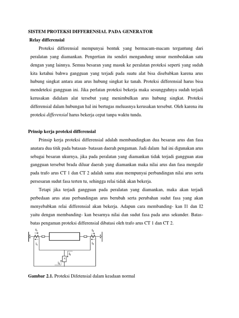 Sistem Proteksi Differensial Pada Generator | PDF