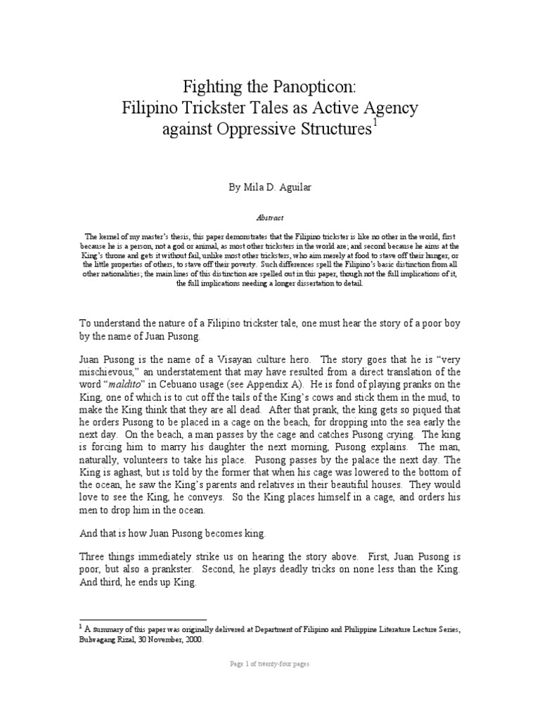 Aguilar. Filipino Trickster Tales PDF | PDF