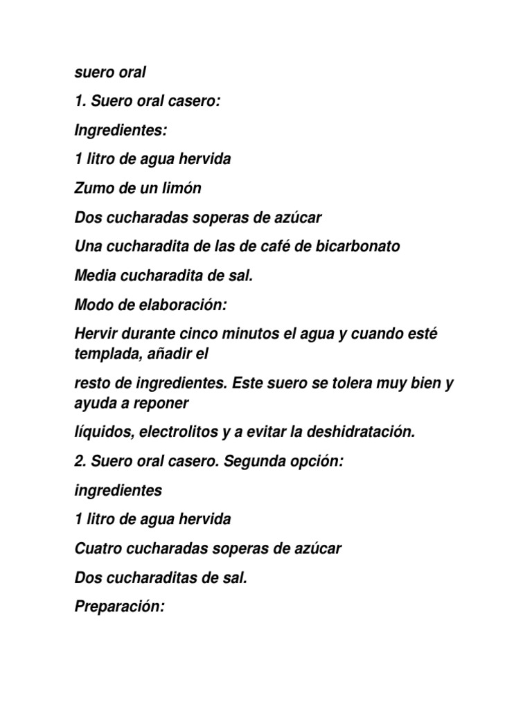 Recetas de Suero Oral Casero | PDF
