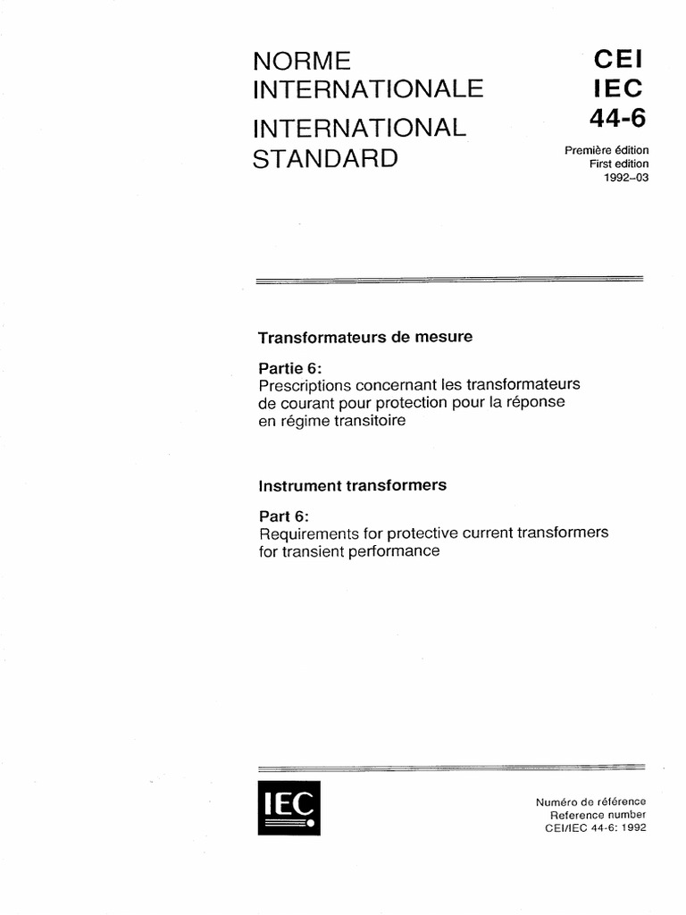 IEC-60044 6-1992-Instrument Transformers PDF | PDF IEC-60044 6-1992-Instrument Transformers PDF | PDF