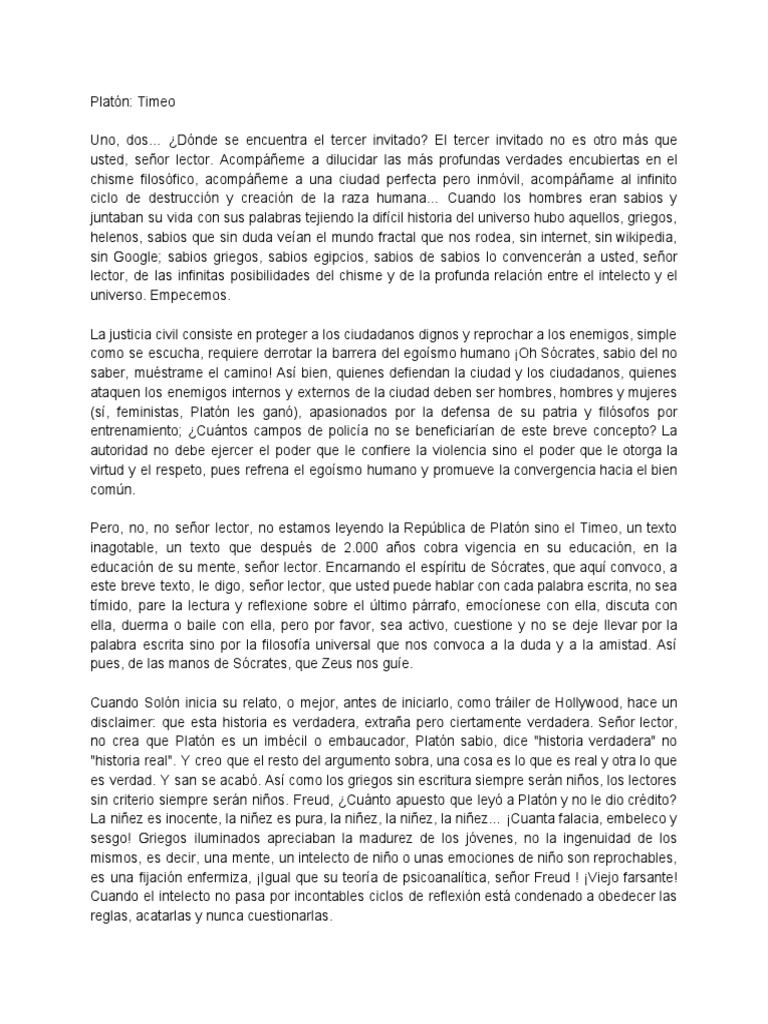 Platón - Timeo | PDF