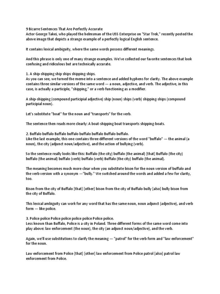 9 Bizarre Sentences That Are Perfectly Accurate | PDF | Foreign ...